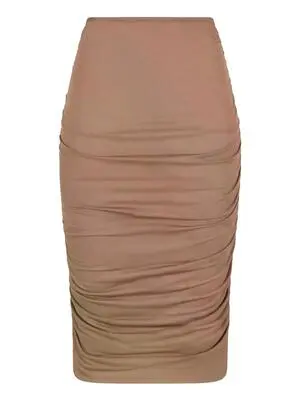 Dolce & Gabbana Draped-detail Midi Skirt - Brown