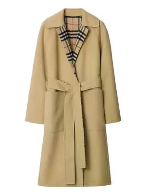 Burberry Reversible Wool Coat With Vintage Check Pattern - Neutrals