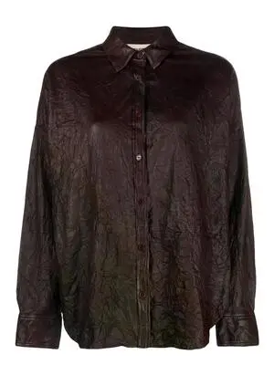 Zadig&Voltaire Tamara Crinkled Leather Shirt - Brown