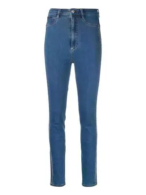 Philipp Plein High-waist Crystal Jeggings - Blue