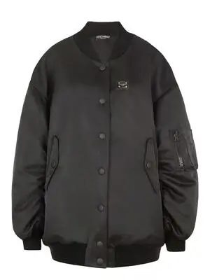 Dolce & Gabbana Logo-tag Duchesse Bomber Jacket - Black