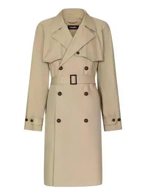 Dolce & Gabbana Double-breasted Cotton Trench Coat - Neutrals