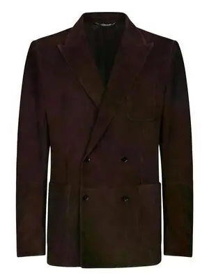 Dolce & Gabbana Double-breasted Suede Blazer - Brown