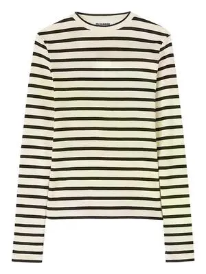 JIL SANDER Stripe-print Cotton T-shirt - Neutrals