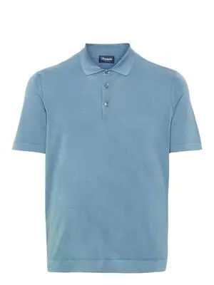 DRUMOHR Fine-knit Cotton Polo Shirt - Blue