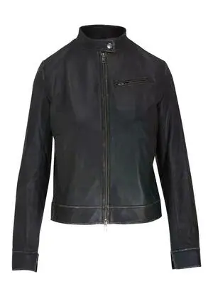Vince Lambskin Leather Jacket - Black