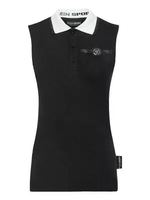 PLEIN SPORT Sleeveless Polo Top - Black