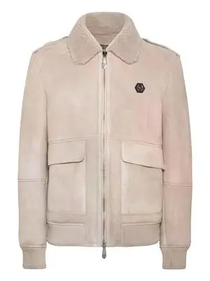 PHILIPP PLEIN Logo-Patch Shearling Jacket