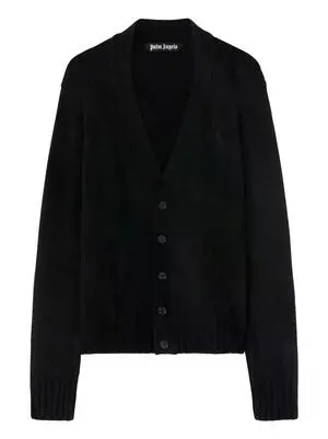 Palm Angels Logo-knit Buttoned Cardigan - Black