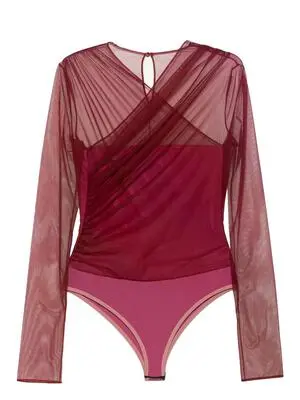 NENSI DOJAKA Tulle Bodysuit - Red