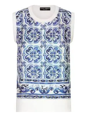 Dolce & Gabbana Majolica-print Silk Jumper - Blue