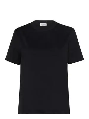 Brunello Cucinelli Monili-trim Cotton T-shirt - Black