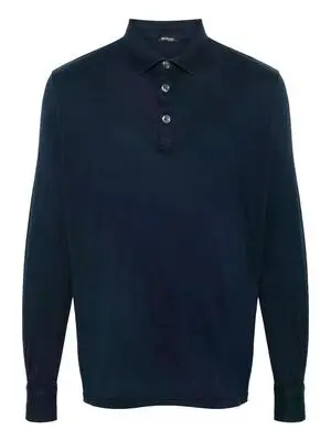 Kiton Long-sleeve Jersey Polo Shirt - Blue