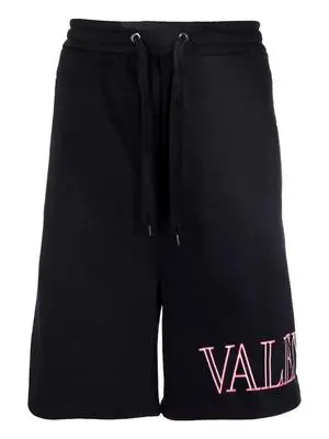 Valentino Garavani Logo Printed Drop-crotch Shorts - Blue