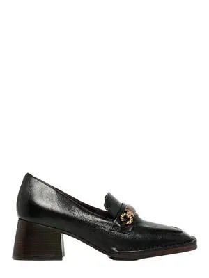 Tory Burch Perrine Heeled Leather Loafer - Black
