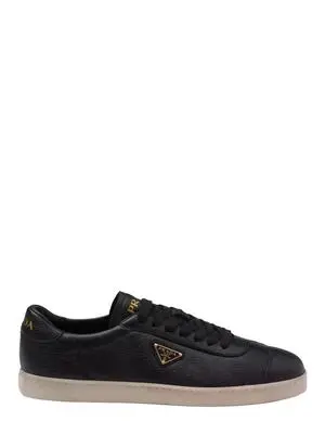 PRADA Triangle-Logo Leather Sneakers