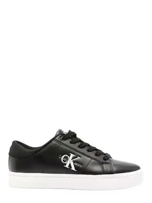 Calvin Klein Debossed-logo Leather Sneakers - Black