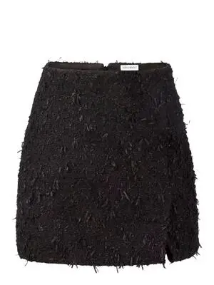 Nina Ricci Frayed Tweed Mini Skirt - Black