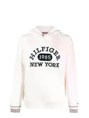 Tommy Hilfiger Embroidered-logo Cotton Hoodie - Neutrals