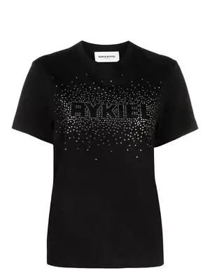 Sonia Rykiel Paris Beaded Logo Cotton T-shirt - Black