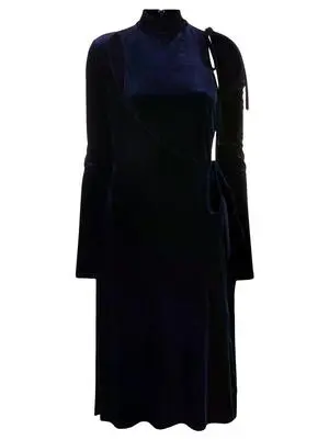 Versace Cut-out Velvet Wrap Dress - Blue