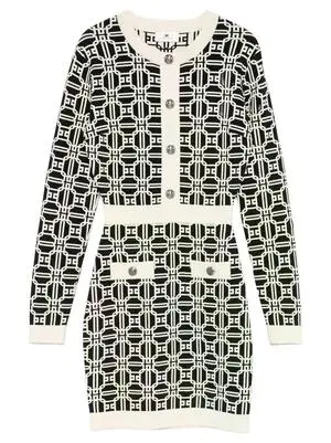 Elisabetta Franchi Logo-jacquard Mini Dress - Neutrals