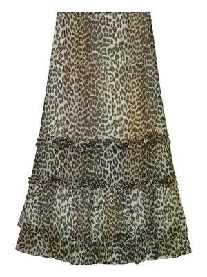GANNI Leopard-print Maxi Skirt - Neutrals