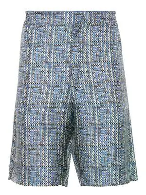 Fendi Ff-print Silk Shorts - Blue