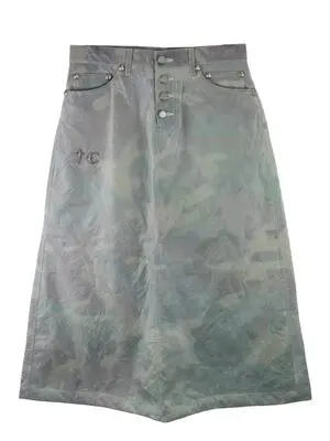 THUG CLUB Crease-effect Midi Skirt - Grey