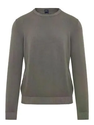 Fedeli Cotton Crew Neck Jumper - Grey