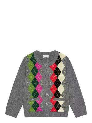 GANNI Argyle-pattern Cardigan - Grey