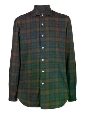 BARBA NAPOLI Check-print Button-up Shirt - Blue