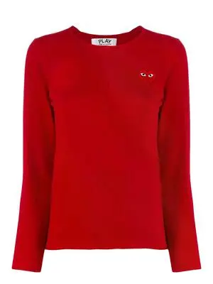 Play Comme Des Garcon Heart Appliqué Sweater - Red