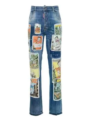 Dsquared2 Patch-detail Straight-leg Jeans - Blue