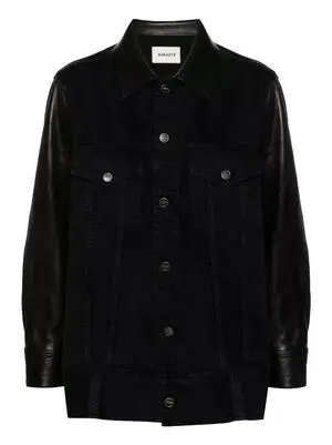 KHAITE Grizzo Leather-Paneled Denim Jacket