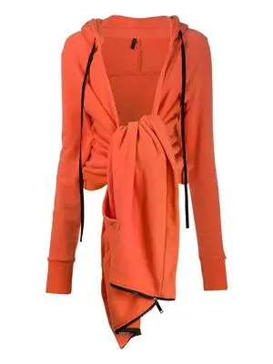BEN TAVERNITI UNRAVEL PROJECT Tie-front Hooded Jacket - Orange