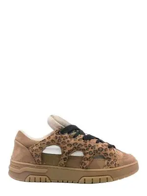 SANTHA Calf Suede Layered Sneakers - Brown