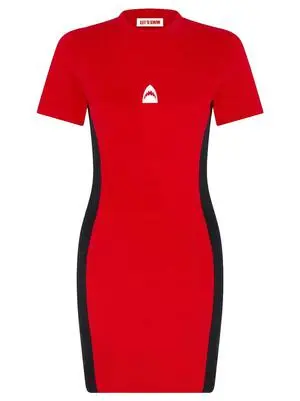 LET'S SWIM Shark Logo Bodycon Dress - Red