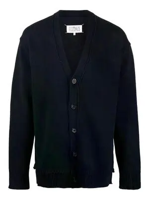 MAISON MARGIELA Elbow-patch V-neck Cardigan - Blue