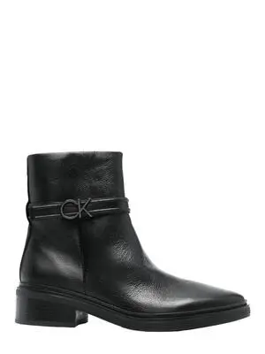 Calvin Klein Leather Ankle Boots - Black