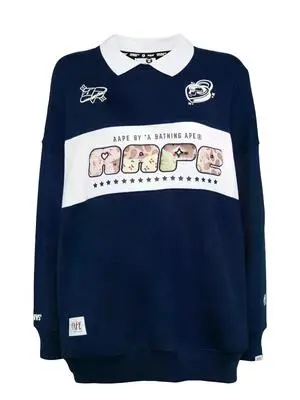 A BATHING APE Logo-embellished Polo Sweatshirt - Blue