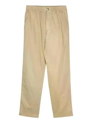 Maison Kitsuné Logo-embroidered Tapered-leg Trousers - Neutrals