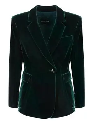 Giorgio Armani Single-breasted Velvet Blazer - Green