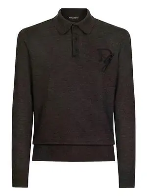 Dolce & Gabbana Logo-embroidered Cashmere Polo Shirt - Grey