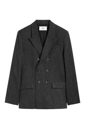 AMI Paris Double-breasted Wool Blazer - Grey