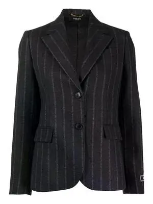 Versace Logo-pinstripe Blazer - Black