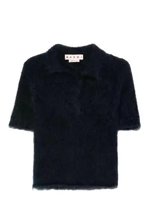 Marni Brushed-effect Polo Top - Blue