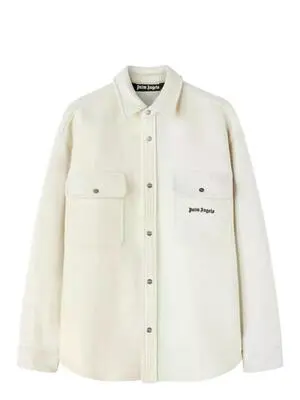 Palm Angels Logo-embroidered Twill Shirt Jacket - White
