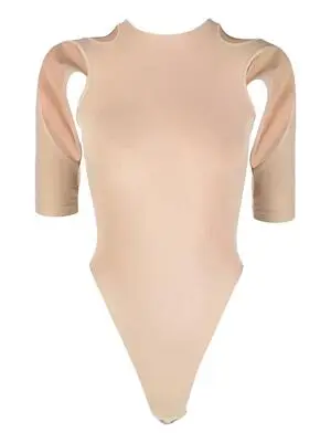 ANDREĀDAMO Cut-out Detail Stretch Top - Neutrals