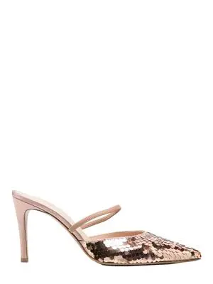 Roberto Festa Sequin Pointed 90mm Mules - Neutrals